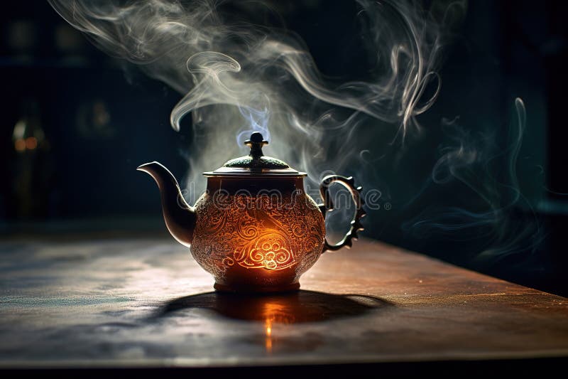 Beautiful Glass Teapot with Smoke Stock Illustration - Illustration of ...