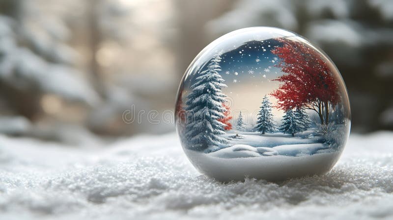 A Beautiful Globe Snow Ball with Christmas Theme with a White ...