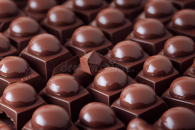 Beautiful Glossy Sweets Hemispheres and Squares of Milk Chocolate ...
