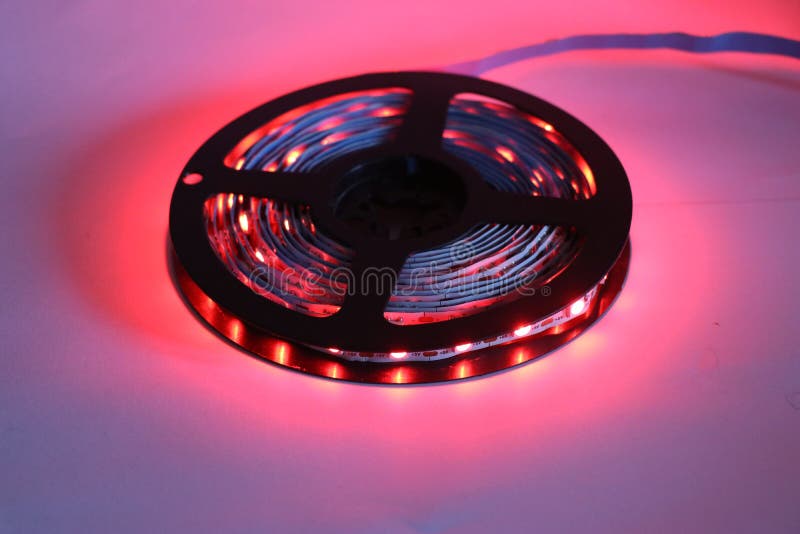 Beautiful Glow of Red Light from Strip of Light Emitting Diodes Stock ...