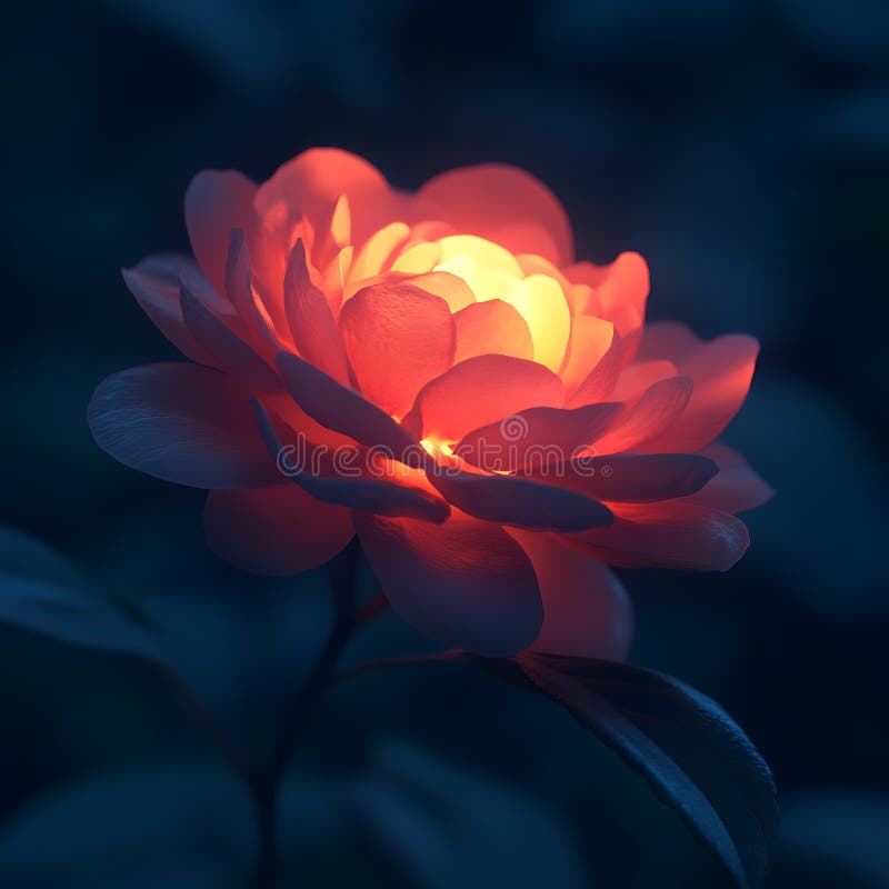 Beautiful Glowing Rose in Soft Focus on Dark Background Stock ...