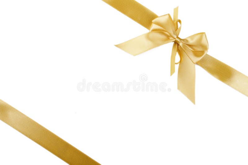 Beautiful Gold Bow Isolated on White Background Stock Image - Image of ...