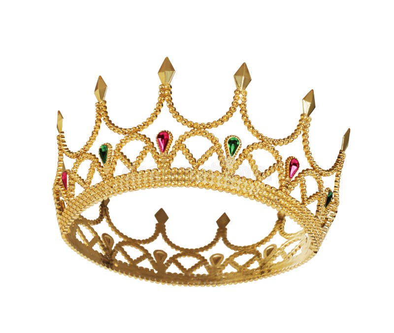 Beautiful Gold Crown with Gems Isolated on White Stock Image - Image of ...