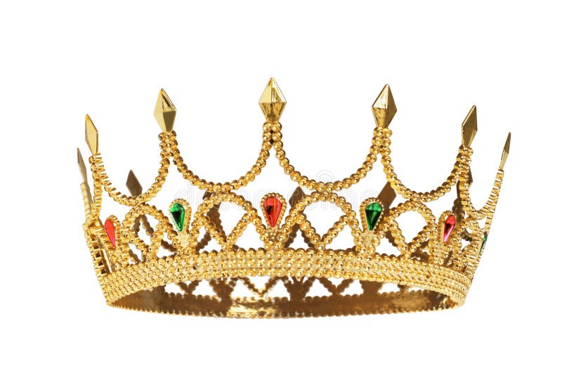Beautiful Gold Crown with Gems Isolated on White Stock Photo - Image of ...