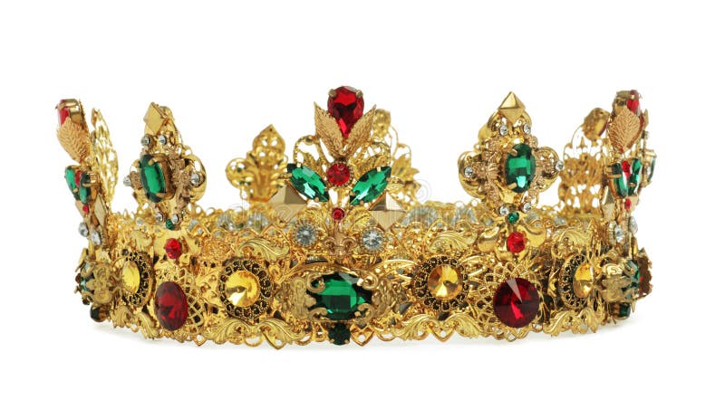 Beautiful Gold Crown with Gems Isolated on White Stock Image - Image of ...