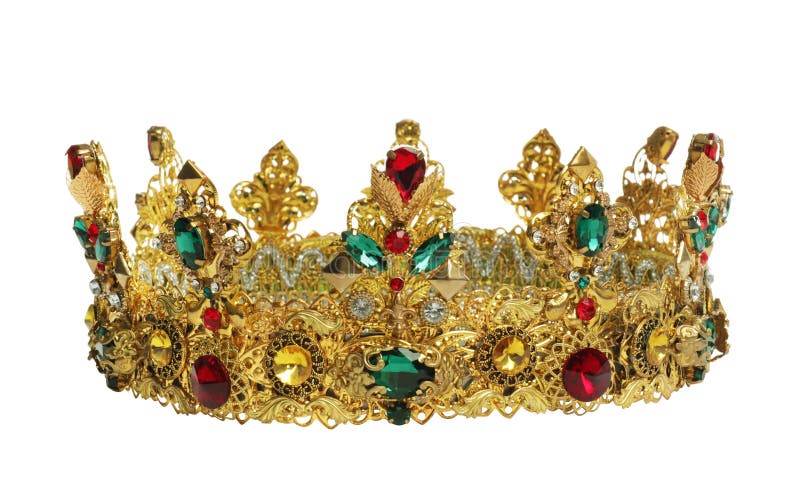 Beautiful Gold Crown with Gems Isolated on White Stock Image - Image of ...