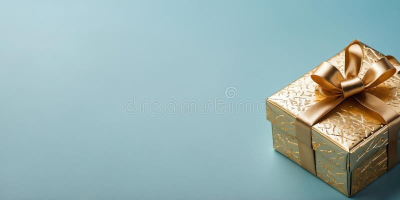 Beautiful Gold Gift Box on a Pastel Blue Aesthe Ai Generated Stock ...