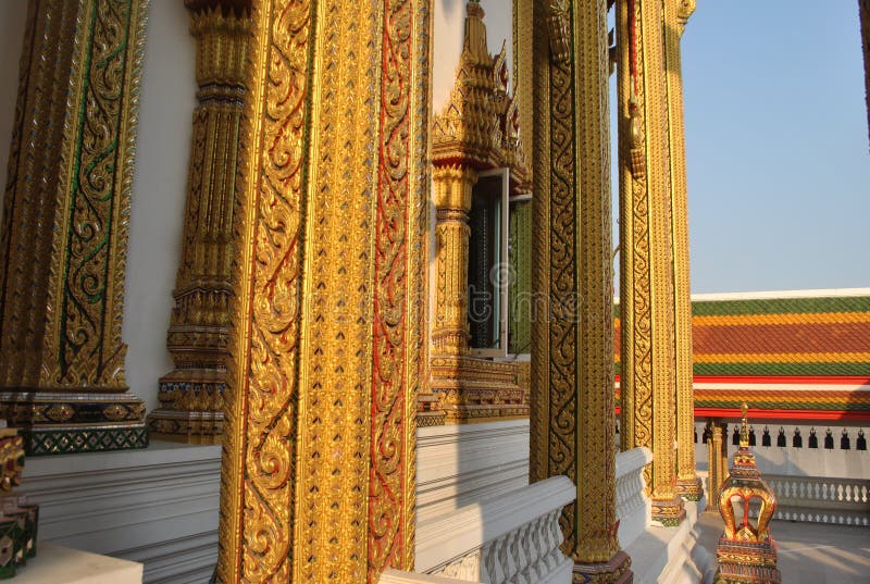 Beautiful Gold Pole Architecture in Temple Thailand Editorial Stock ...