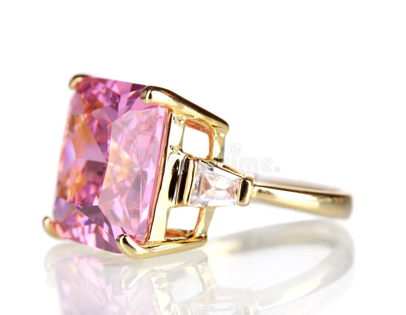 Ring with Precious Stones on a Beautiful Red Gift Box with a Bow Stock ...