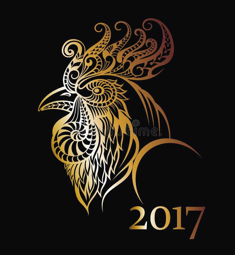 Gold rooster stock vector. Illustration of bird, background - 27898981