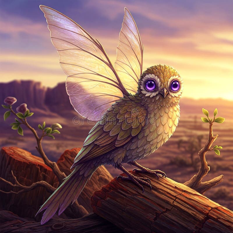 Beautiful Golden Bird with Butterfly Stock Illustration - Illustration ...