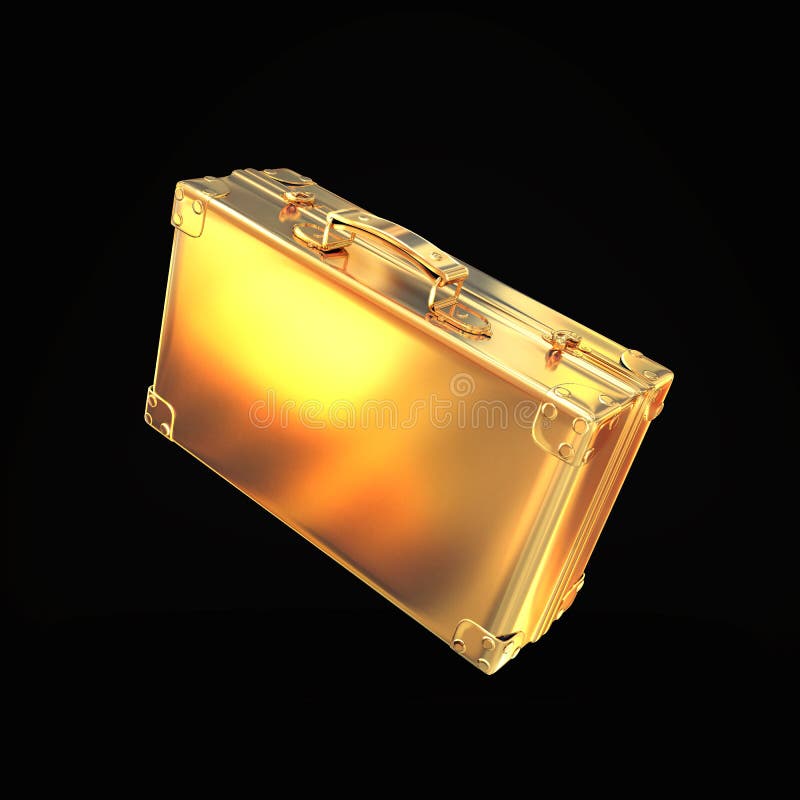 Beautiful Golden Briefcase Representing Business on White Background ...