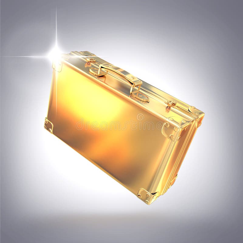 Beautiful Golden Briefcase Representing Business on Black Background ...