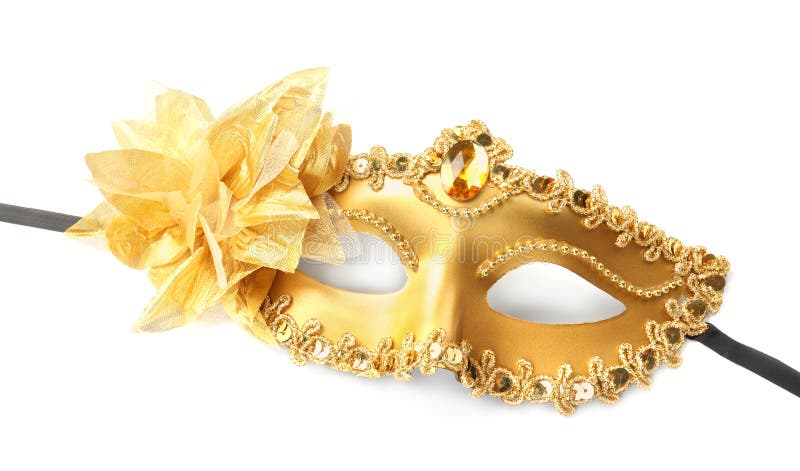Beautiful Golden Carnival Mask Isolated on White Stock Photo - Image of ...