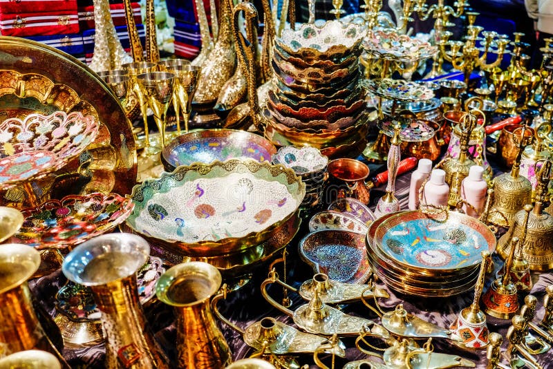 Beautiful Golden Cups and Jugs Stock Image - Image of decorative ...