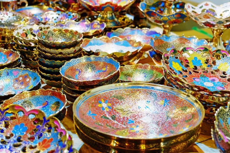 Beautiful Golden Cups and Jugs Stock Photo - Image of metal, design ...