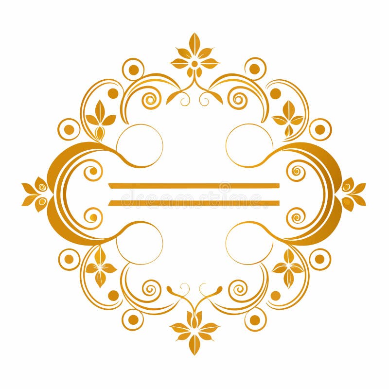 Golden Decorative Frame with Floral Elements and Empty Lines Inside ...