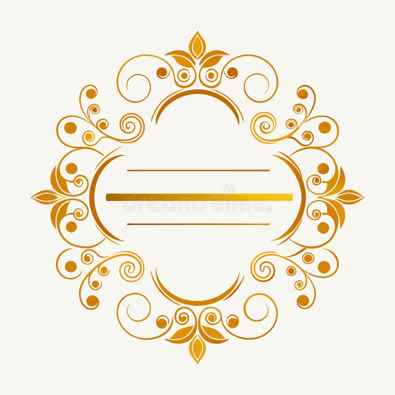 Golden Decorative Frame with Floral Elements and Empty Lines Inside ...