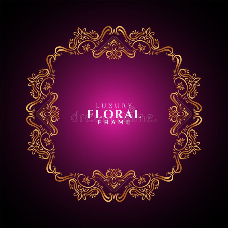 Beautiful Golden Frame Design Purple Background Stock Vector ...