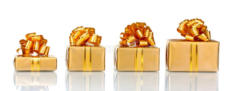 Beautiful golden gifts stock image. Image of christmas - 21067769