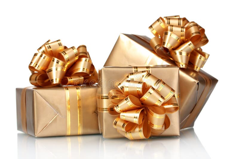 Beautiful golden gifts stock image. Image of give, surprise - 22105657