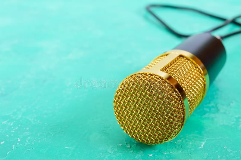 Microphone and Bright Rays of Light on Stage before the Concert Begins ...