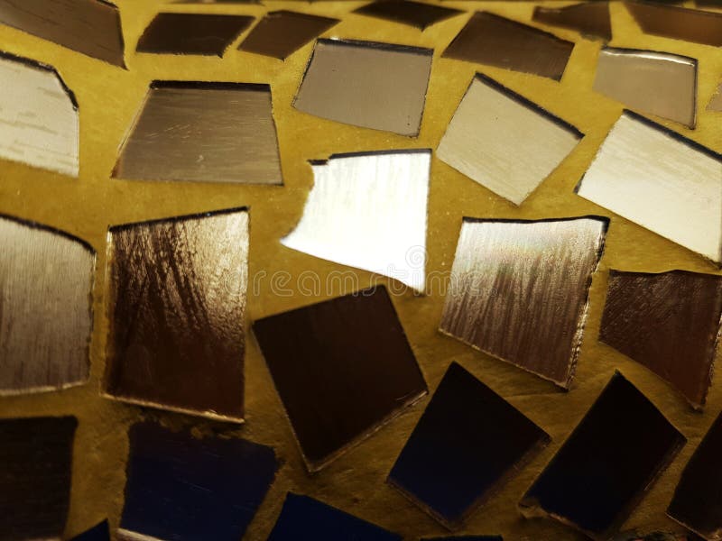 Beautiful Golden Mosaic Pattern on Plate. Mosaic Texture. Stock Image ...