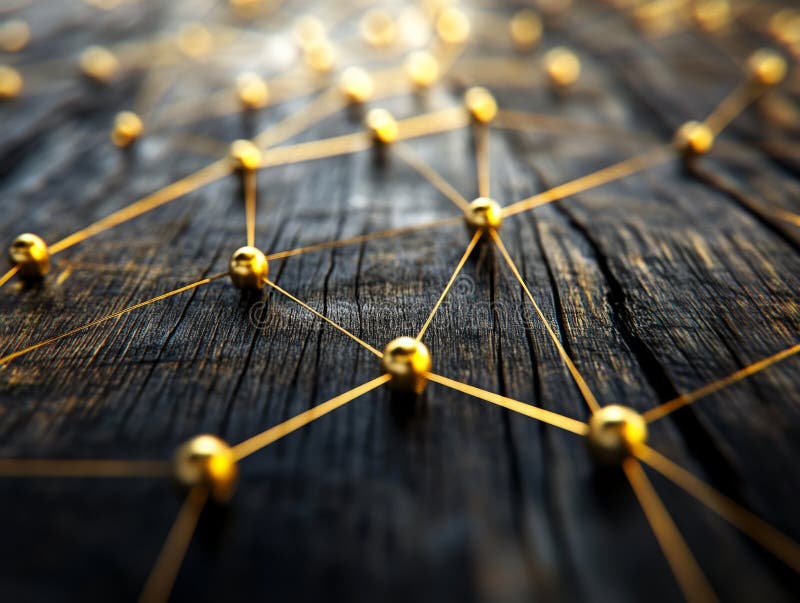 The Beautiful Golden Network Connections are Beautifully Displayed on a ...