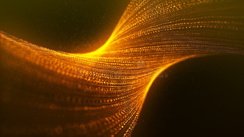 Beautiful Golden Particles Wave Light Abstract Background with Shining ...