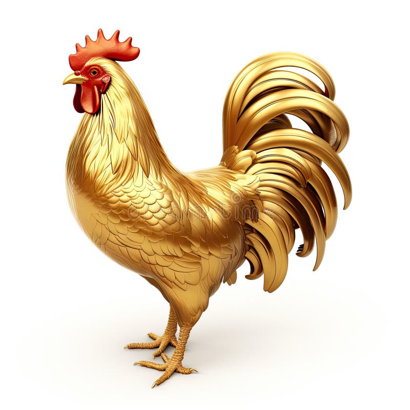 Beautiful Golden Rooster Isolated on White Background Stock ...