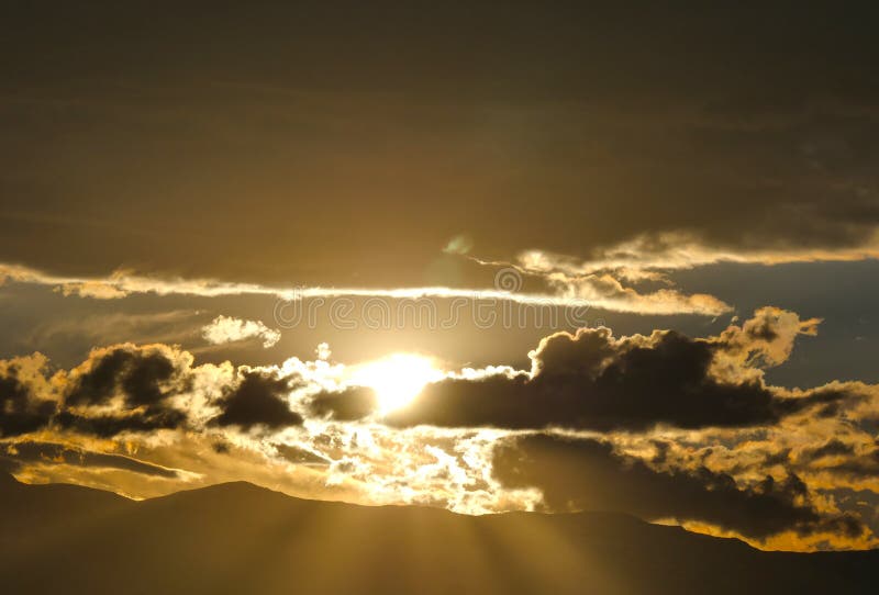 Beautiful Golden Sky Panorama View in the Evening Stock Image - Image ...