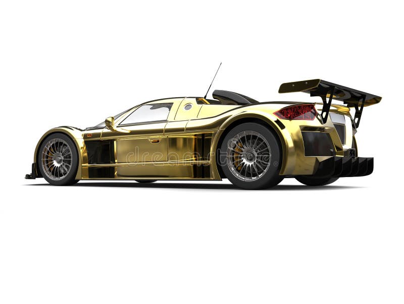 Beautiful Golden Supercar - Back View Studio Shot Stock Illustration ...