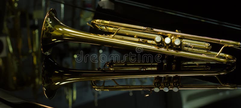 Beautiful golden trumpet stock photo. Image of blues - 50327932