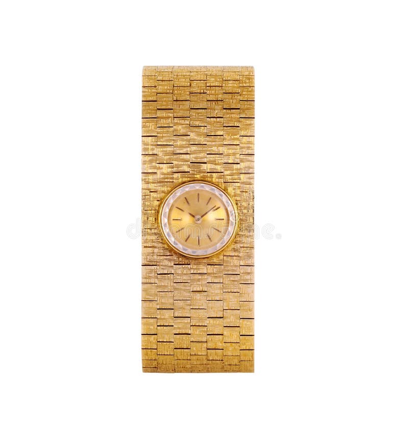 Beautiful Golden Watch Under the Lights Isolated on a White Background ...