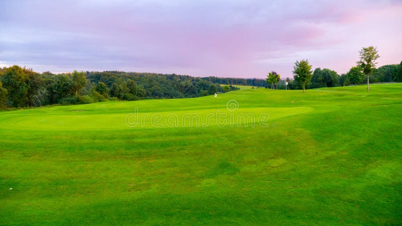Beautiful Golf Course, Blue Sky Stock Image - Image of field ...