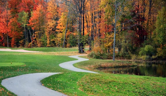 Beautiful Golf Course in Fall Stock Photo - Image of fall, orange: 12570936