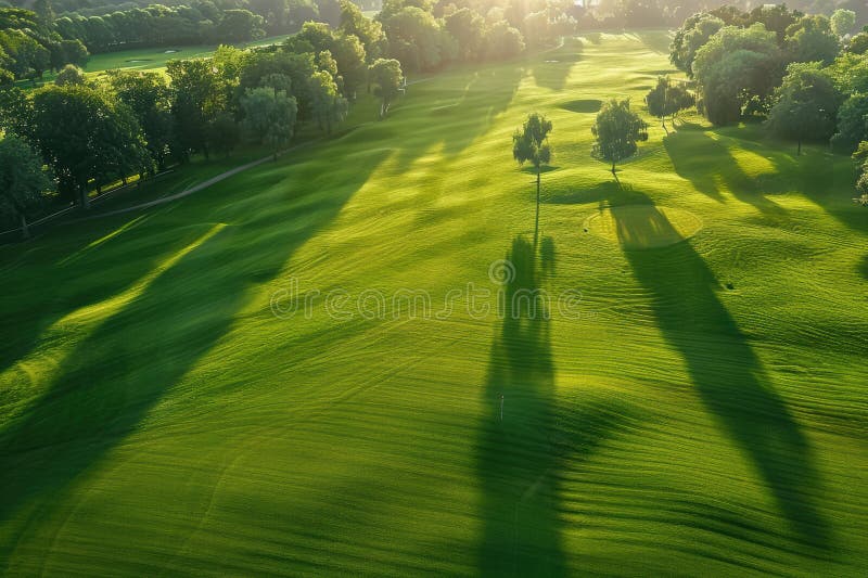 Beautiful Golf Course with Lush Green Grass and Scenic Blue Sky in ...