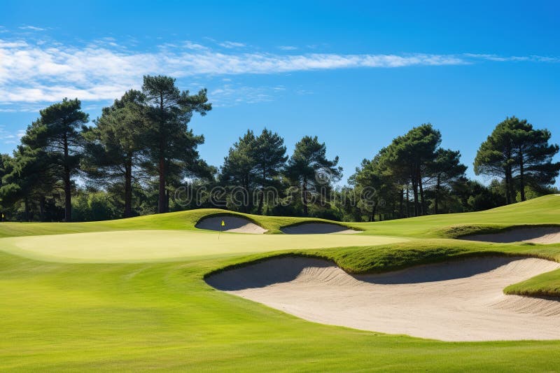 Beautiful Golf Course with Sand Bunkers. Generative AI Stock ...
