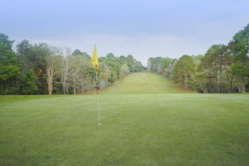 Beautiful Golf Course in a Sunny Day Stock Photo - Image of green ...