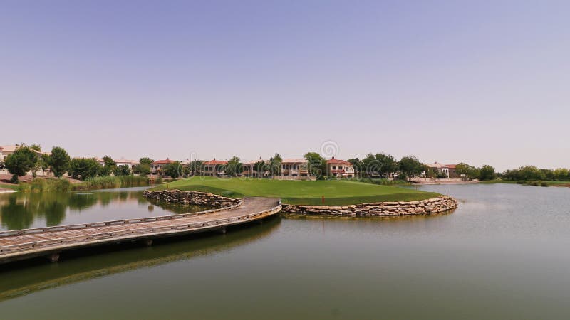 Beautiful Golf Course Surround with Lake in a Sunny Day Stock Photo ...