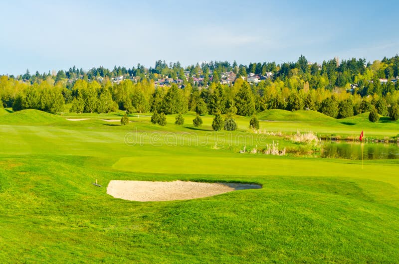 Beautiful Golf Course in Fall Stock Photo - Image of path ...