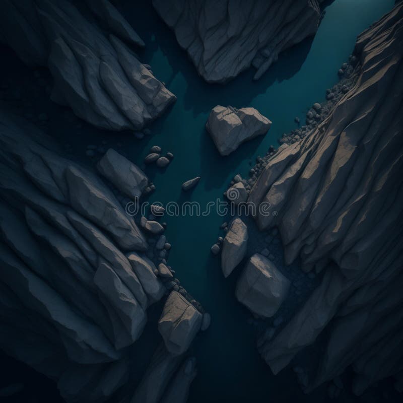 A Beautiful Gorge with Rocks and Water. Stock Illustration ...