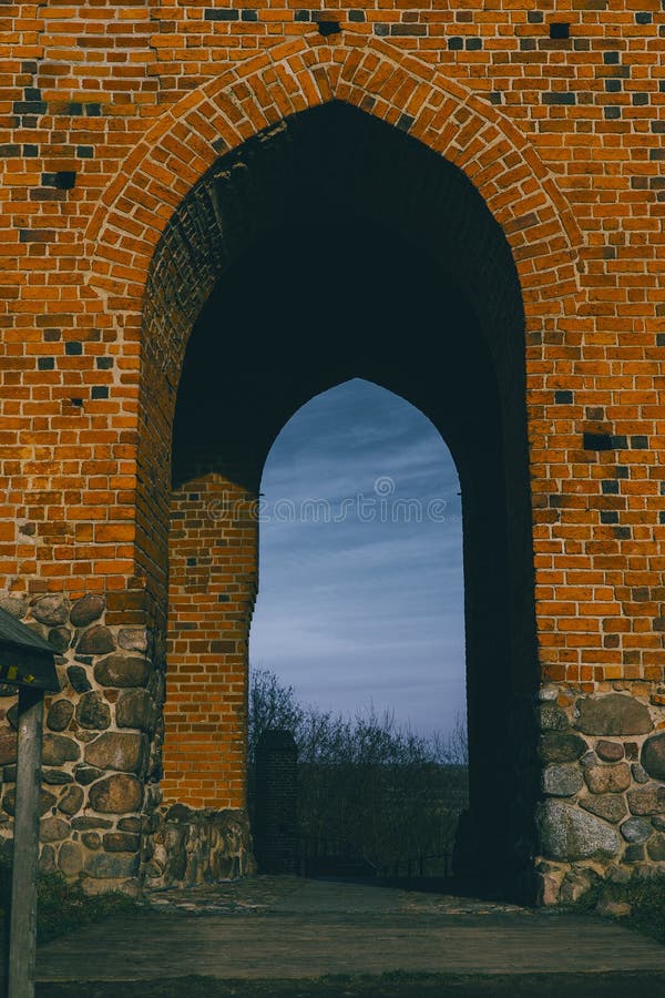 Beautiful Gothic Brick Gate of the Castle Stock Photo - Image of arch ...