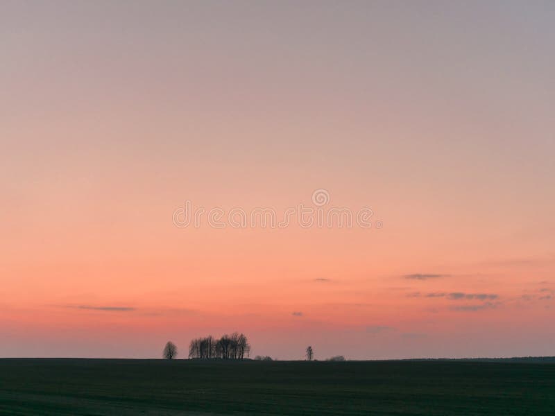 Beautiful Gradient Sky Over a Field at Sunset Stock Photo - Image of ...