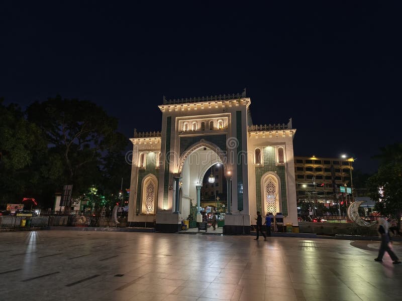 The Beautiful Grand Mosque Gate in Medan City Stock Image - Image of ...