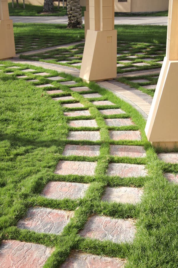 Beautiful Grass Decorated Path in a Garden Stock Photo - Image of ...