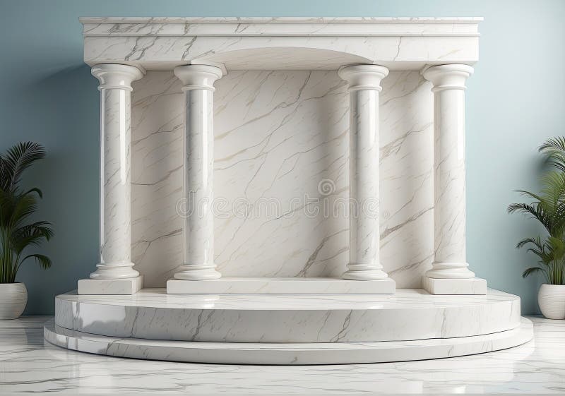 Beautiful Green Arch with Marble Platform Display Stock Illustration ...