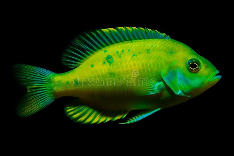 Beautiful Green Fish Close Up. Generative AI. Stock Illustration ...