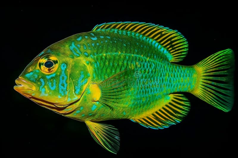 Beautiful Green Fish. Generative AI. Stock Illustration - Illustration ...