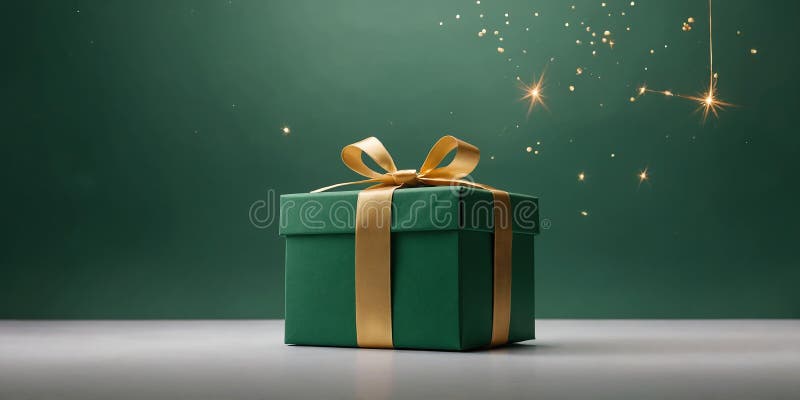 Beautiful Green Gift Box on an Aesthetic Work P Ai Generated Stock ...